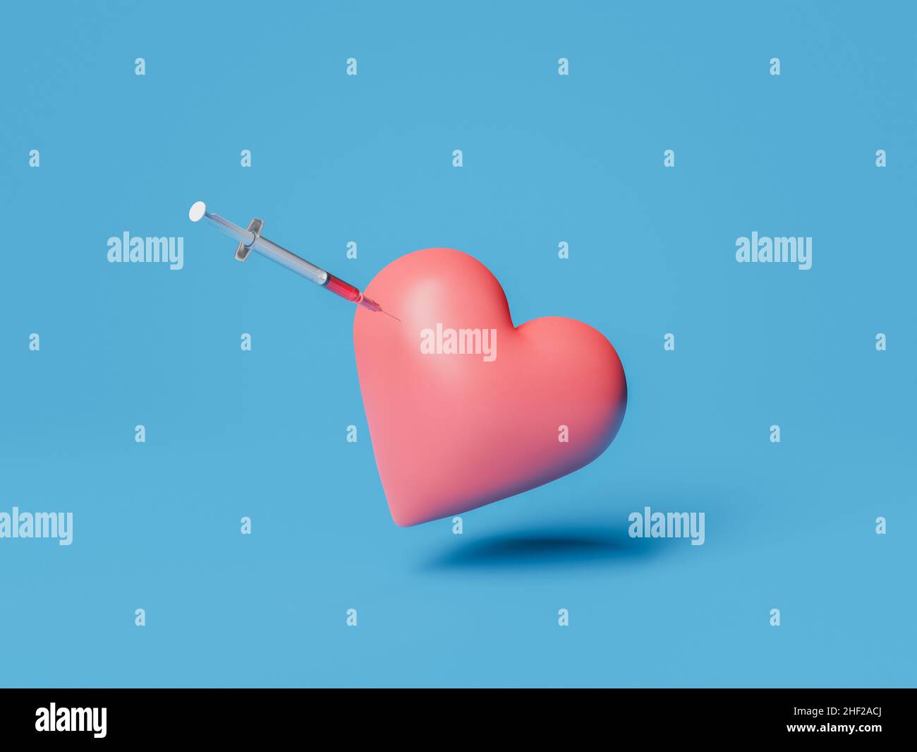 heart with syringe stuck in it. concept of valentine, love, health ...