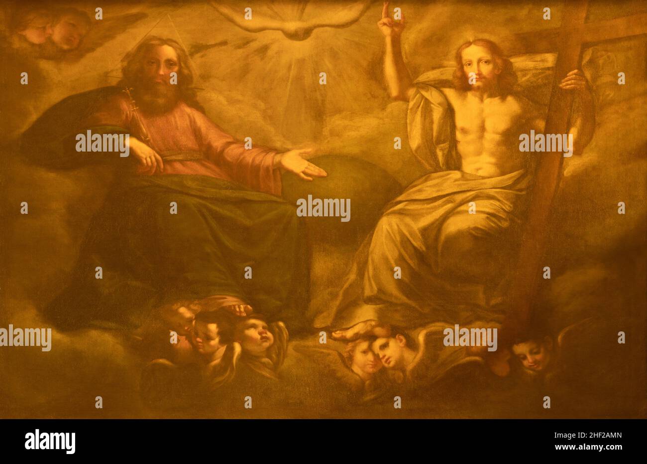 FERRARA, ITALY - NOVEMBER 9, 2021: The painting of Holy Trinity in the ...