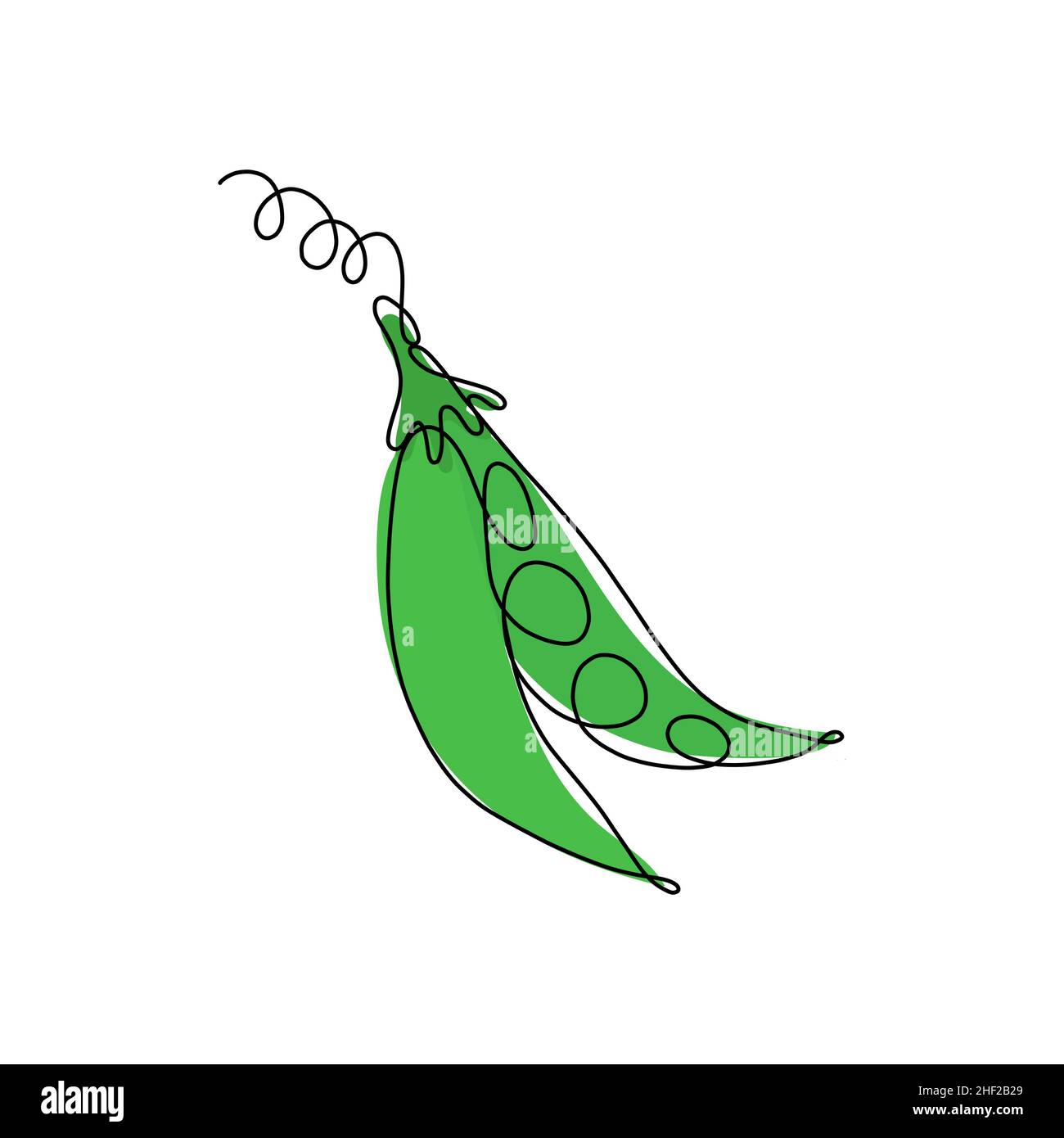 Hand drawn vector illustration of peas in single line style. Cute ...