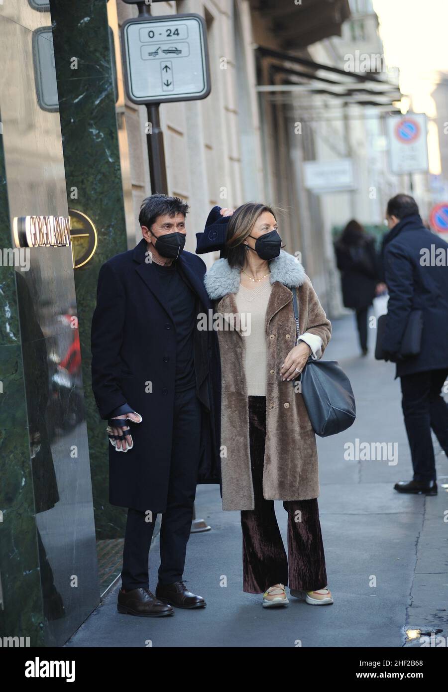 Milan, . 13th Jan, 2022. Milan, 13-01-2022 Gianni Morandi and his wife ...