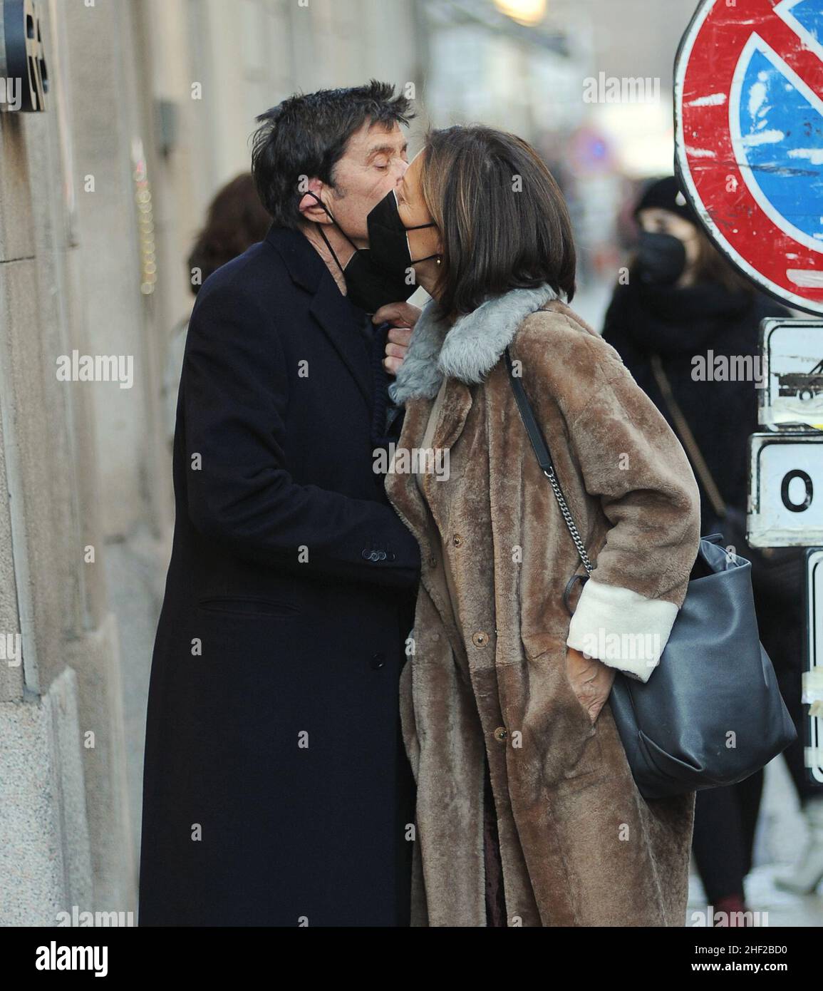 Milan, . 13th Jan, 2022. Milan, 13-01-2022 Gianni Morandi and his wife ...