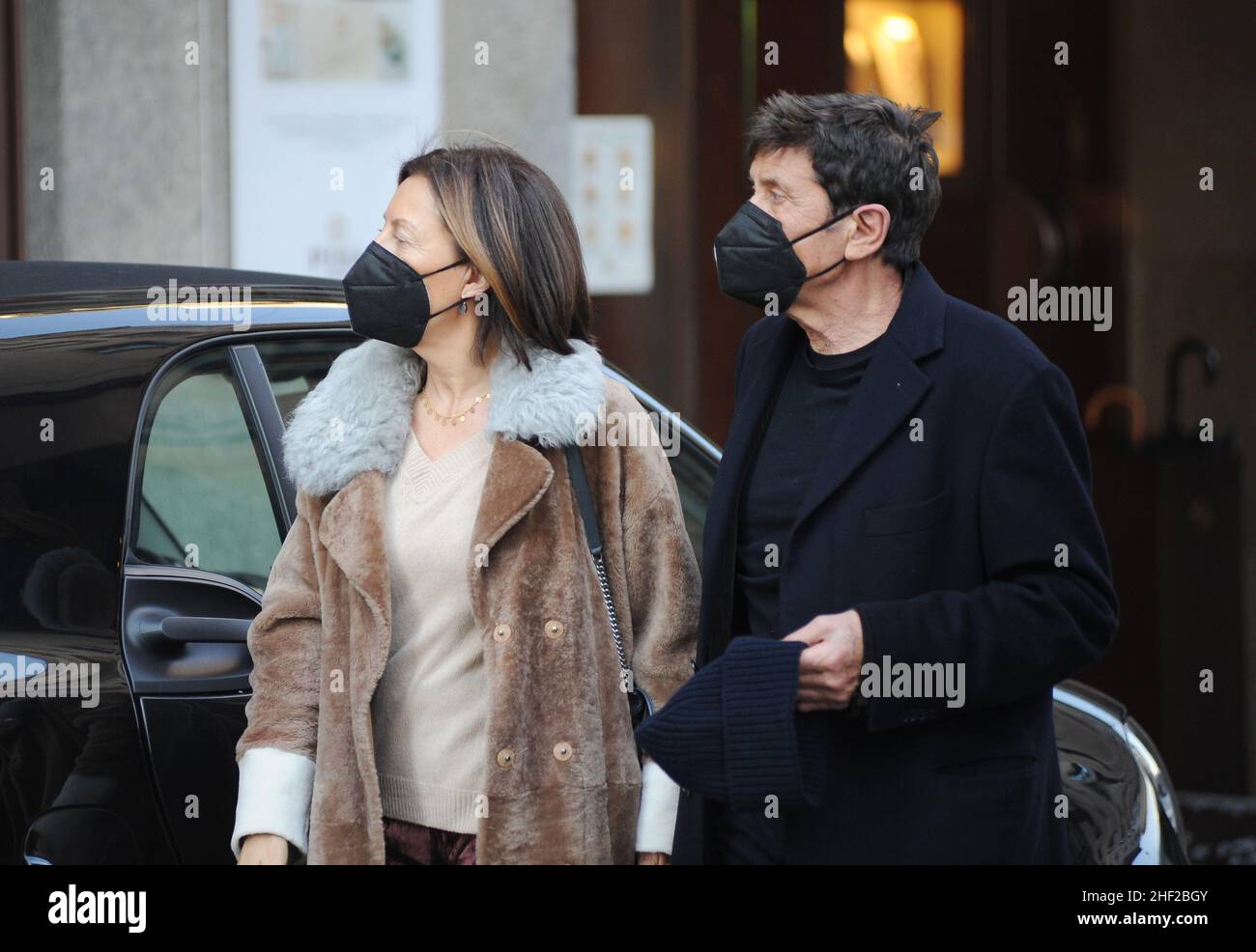 Milan, . 13th Jan, 2022. Milan, 13-01-2022 Gianni Morandi and his wife ...