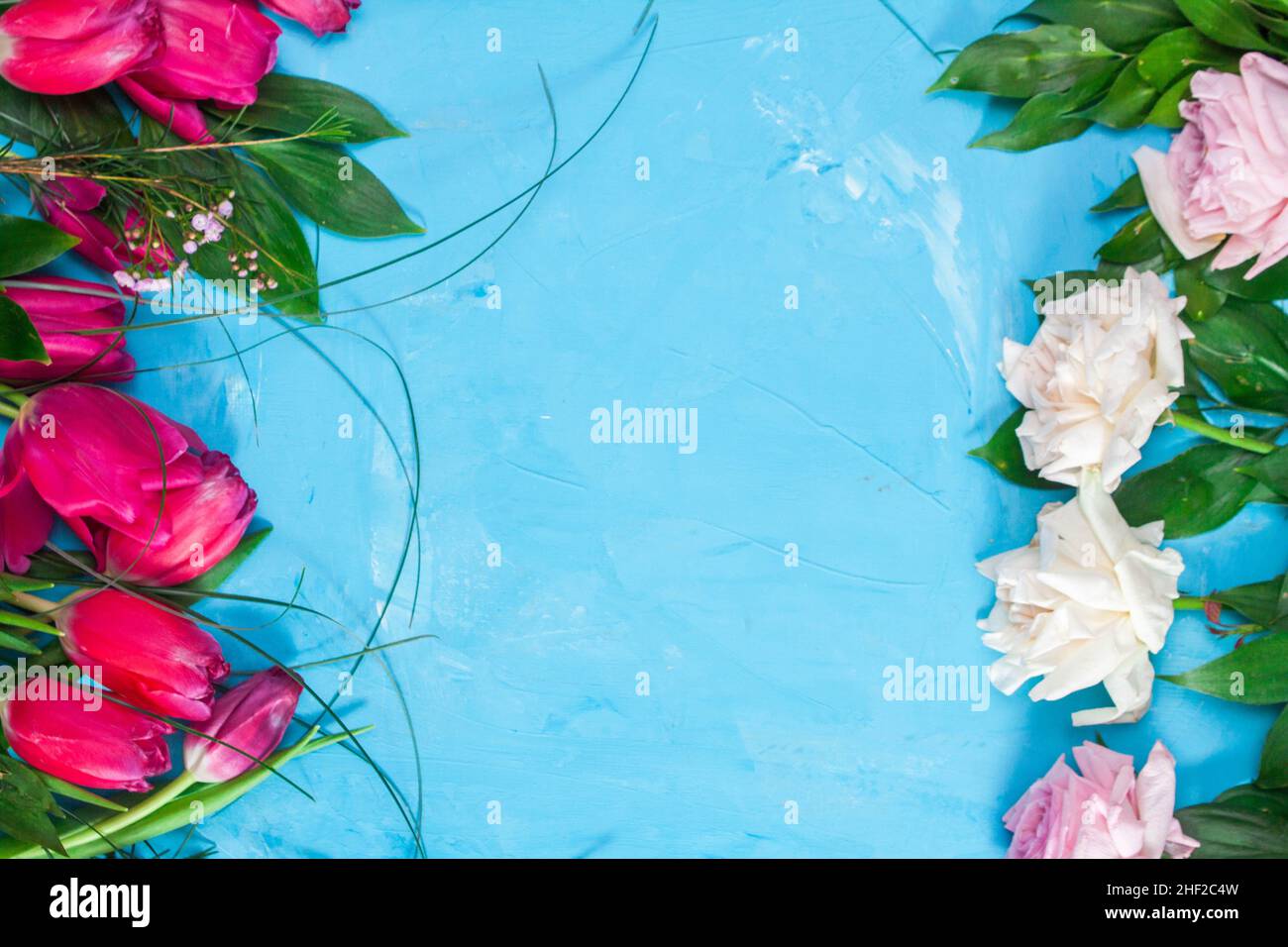 beautiful background with flowers . Spring summer border template ...