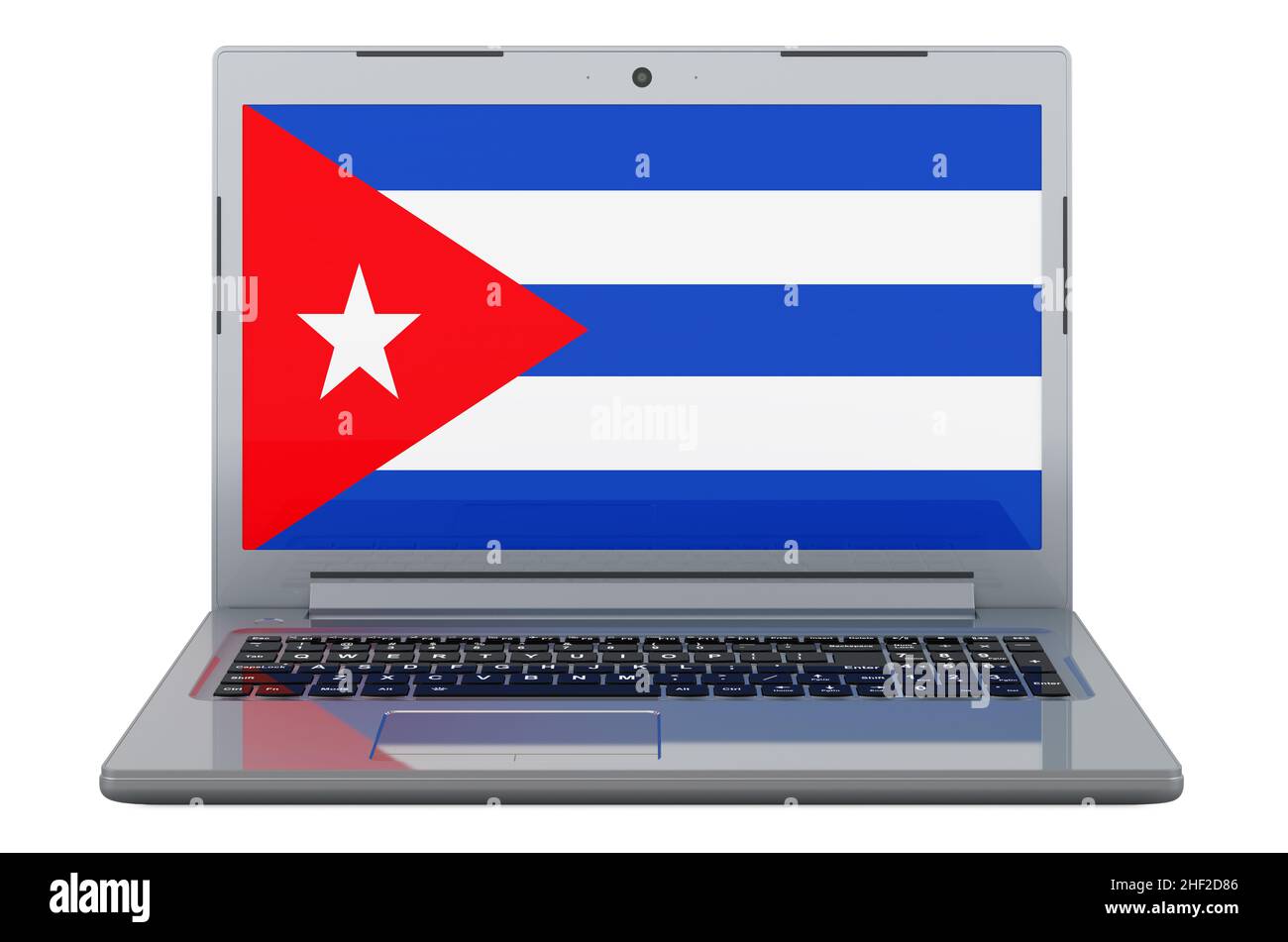 Cuban flag on laptop screen. 3D illustration isolated on white ...