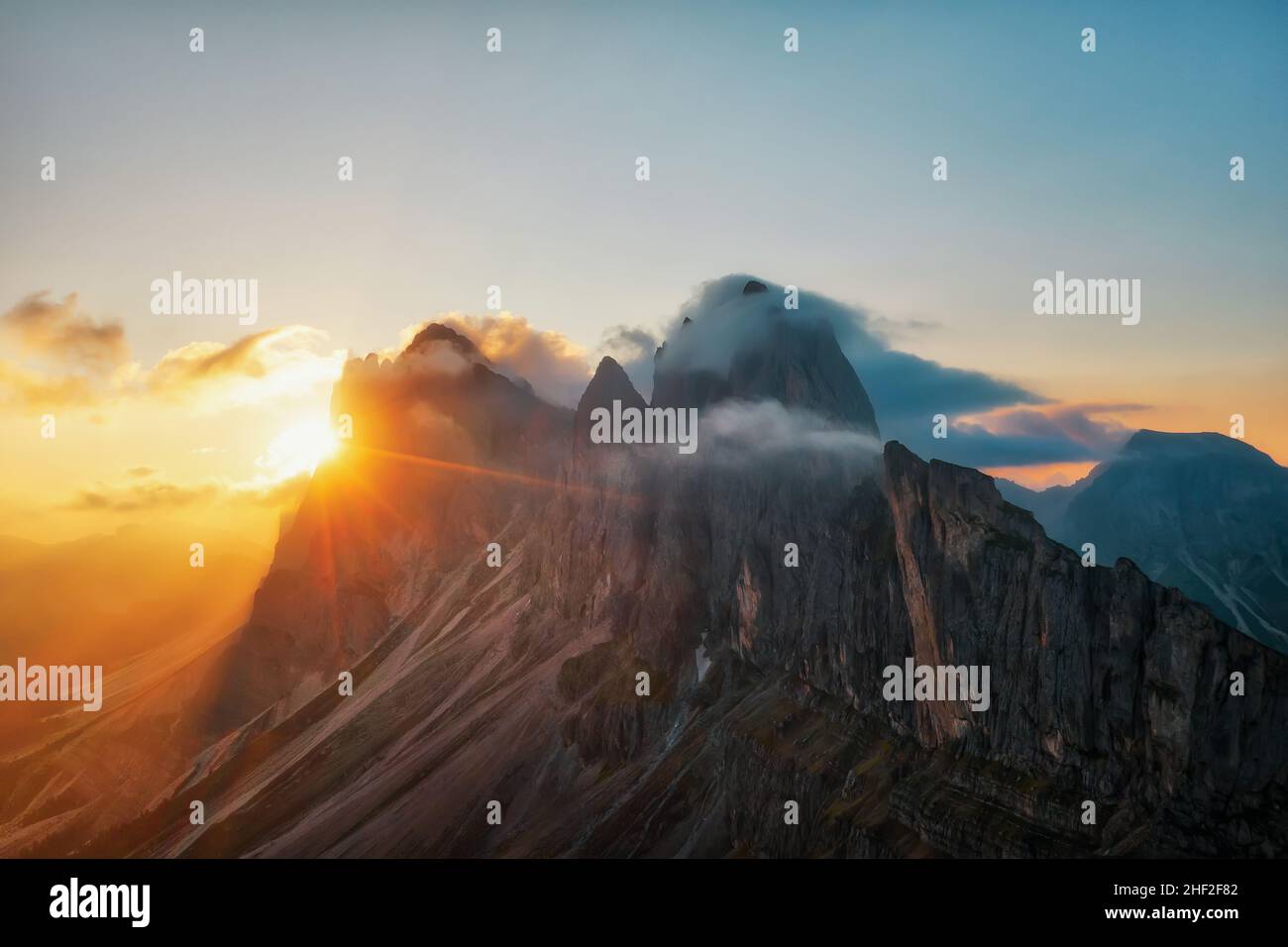 Seceda in the Dolomites, Italy during sunrise, post processed using ...