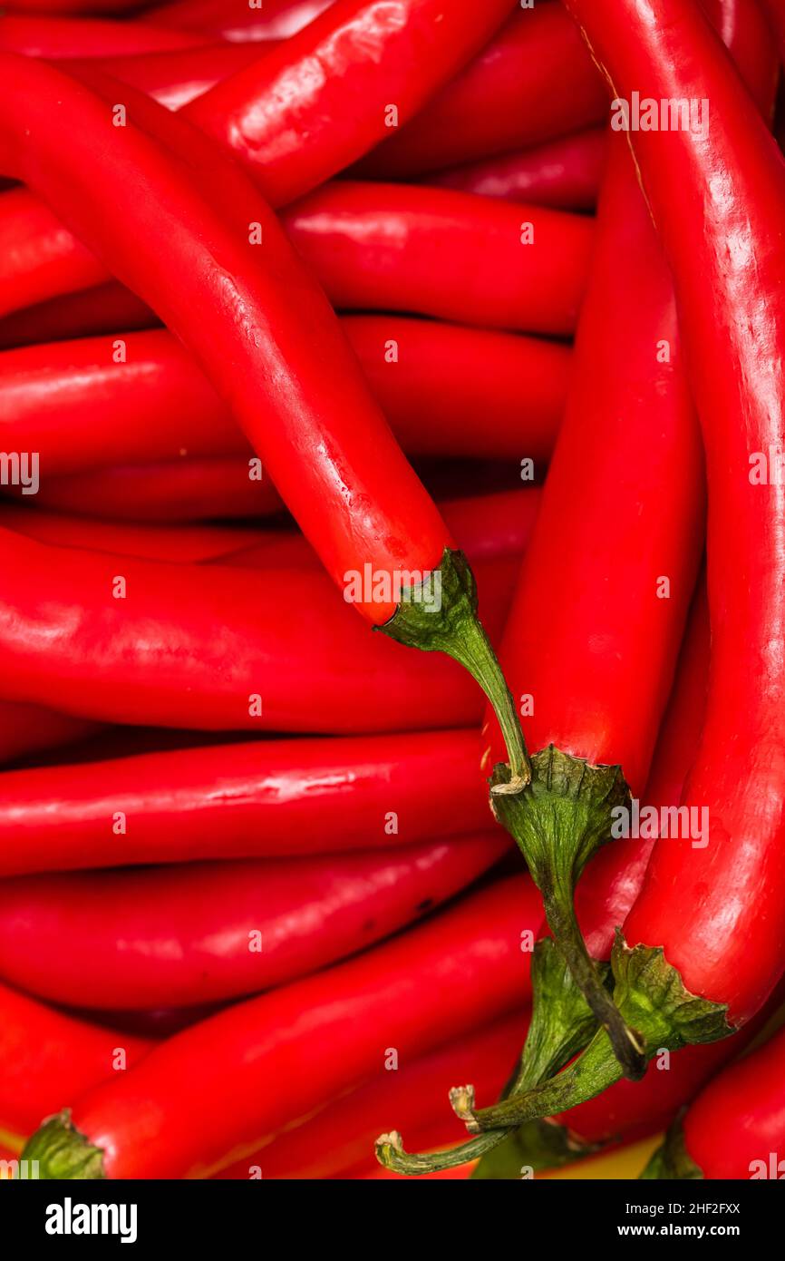 Red hot chilli peppers, close up. Background of red chilies Stock Photo ...
