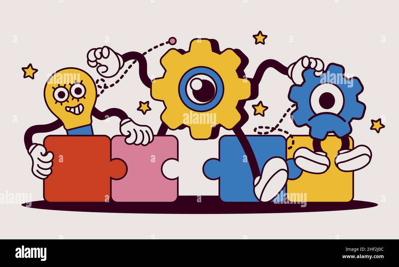 Puzzle team work vector illustration concept partner. Partnership ...