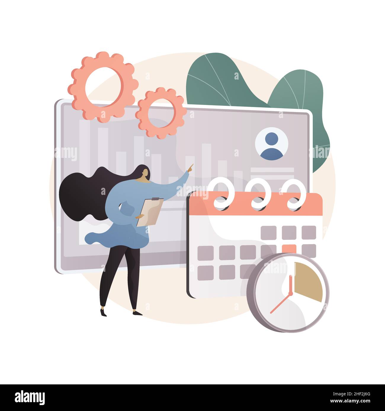 Time and attendance tracking system abstract concept vector ...