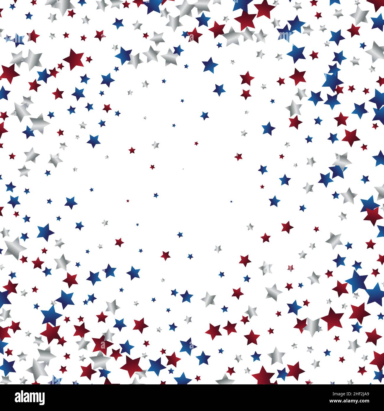 July 4 background with stardust frame. Red and blue stars border for ...