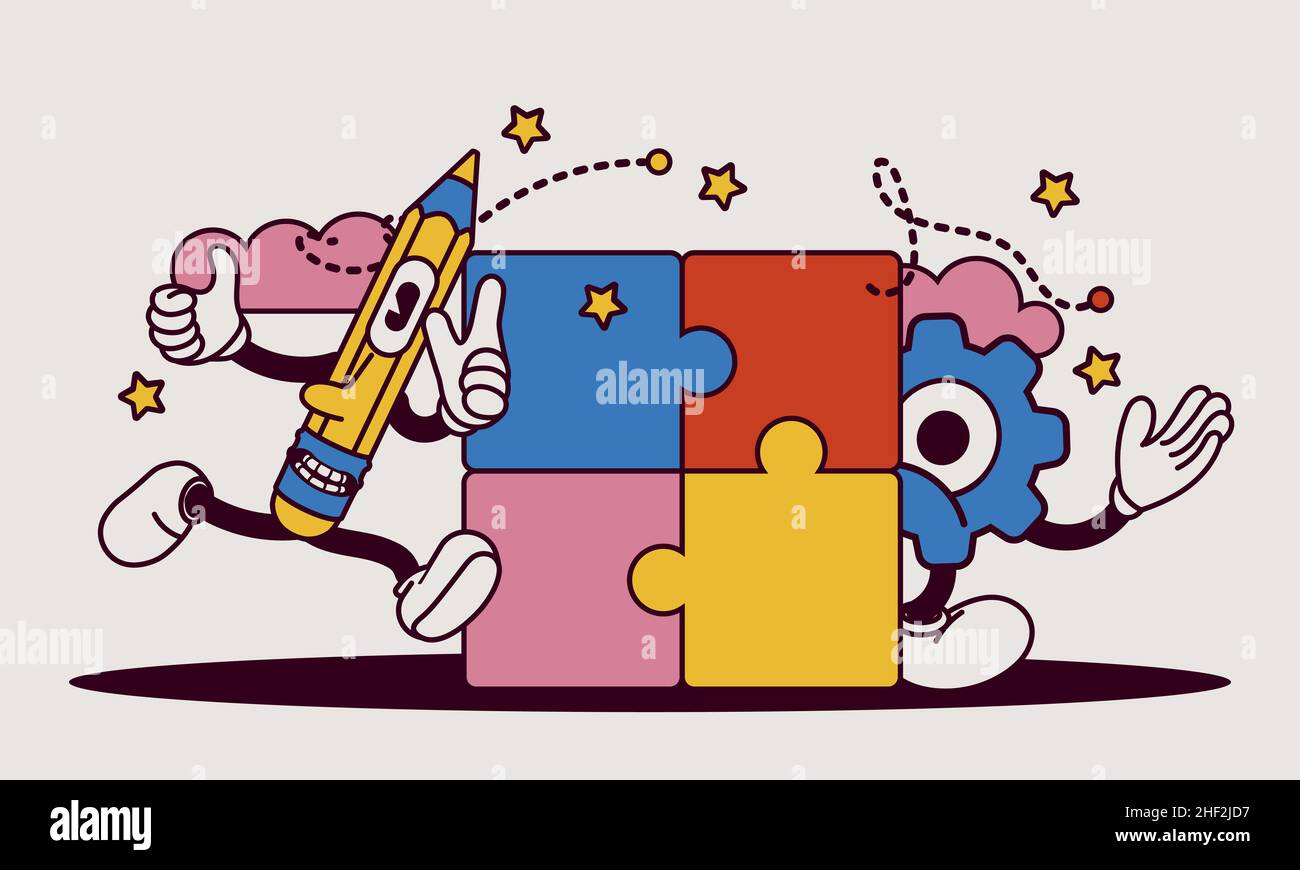 Puzzle team work vector illustration concept partner. Partnership ...