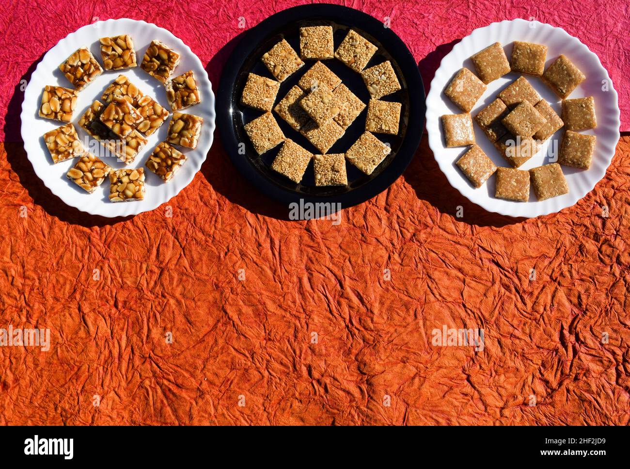 Tasty Indian sankranti festival special sweets Chiiki. Three types of ...