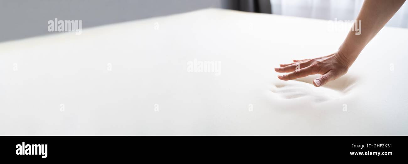 Hand Testing Orthopedic Memory Foam Core Mattress Stock Photo - Alamy