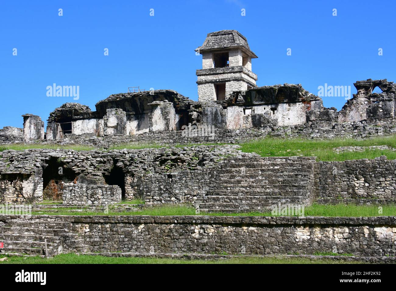 The Palace (El Palacio), Palenque Archaeological site, Chiapas state ...