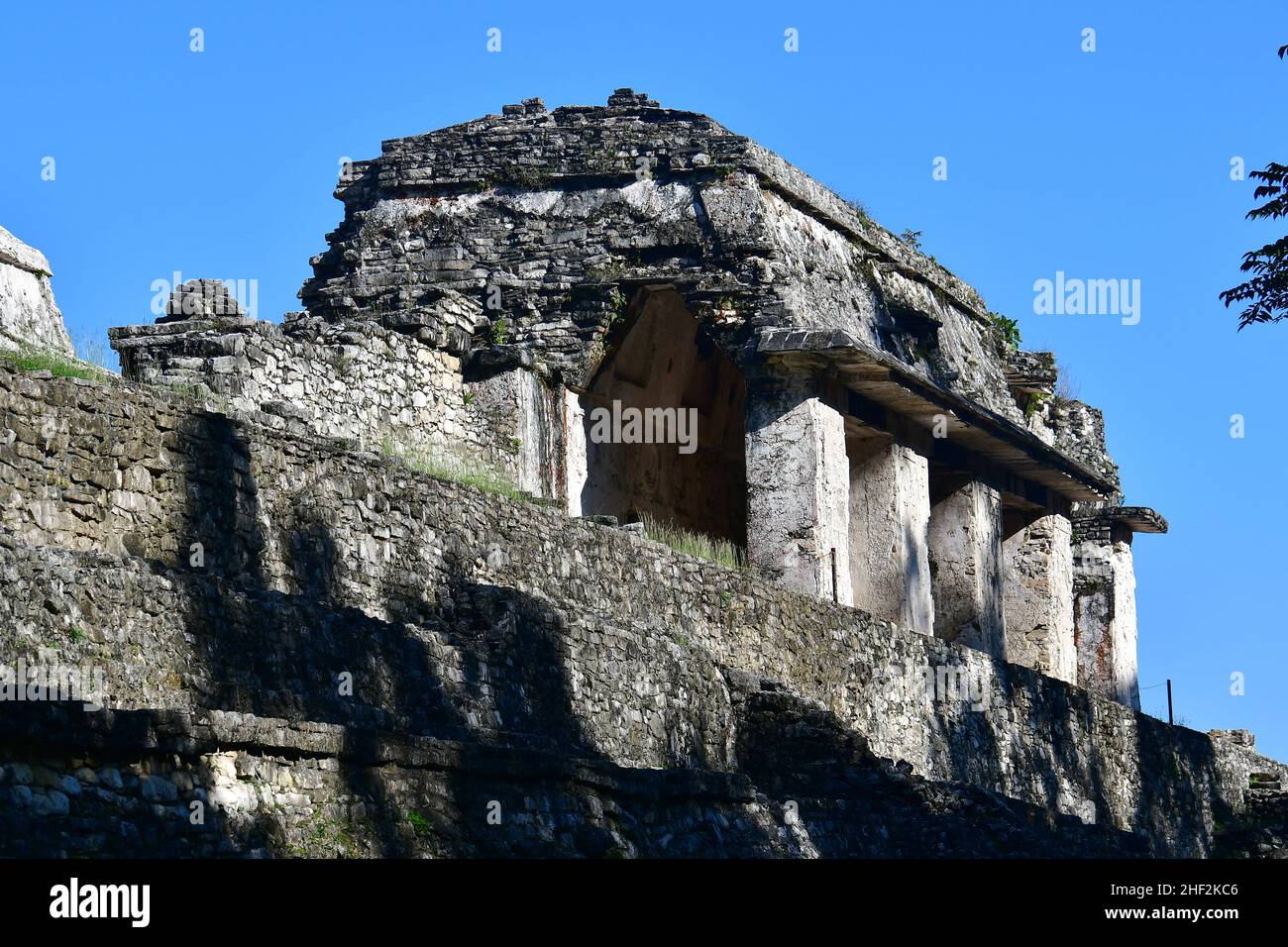 The Palace (El Palacio), Palenque Archaeological site, Chiapas state ...