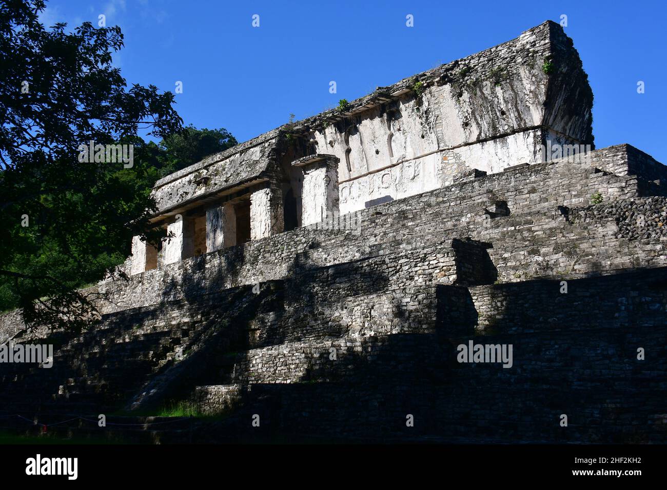The Palace (El Palacio), Palenque Archaeological site, Chiapas state ...