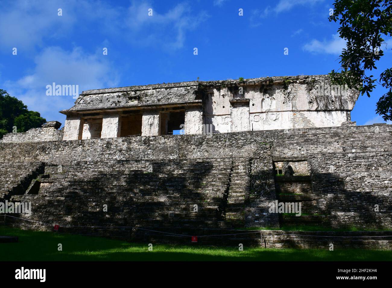 The Palace (El Palacio), Palenque Archaeological site, Chiapas state ...