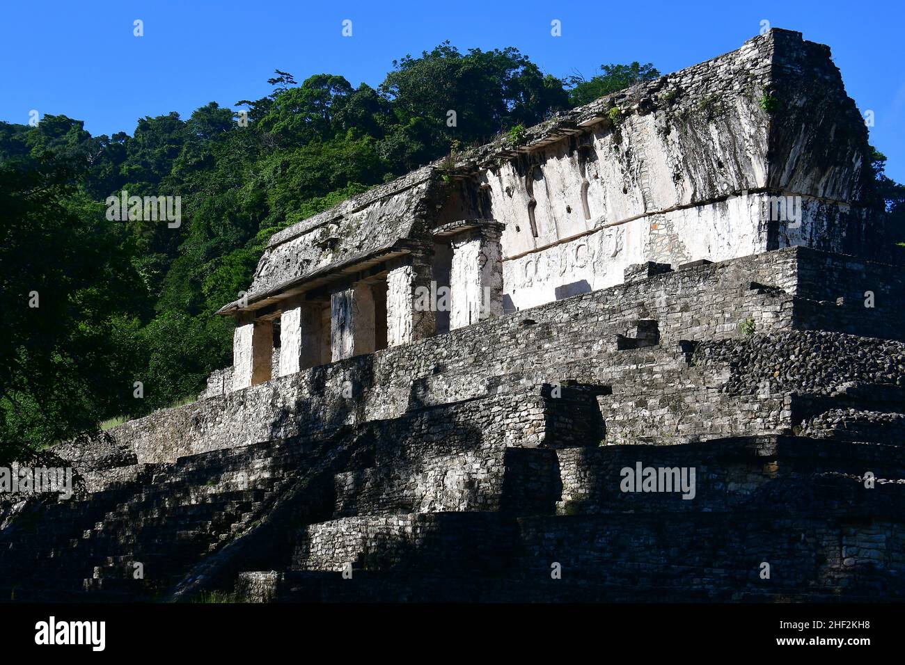 The Palace (El Palacio), Palenque Archaeological site, Chiapas state ...