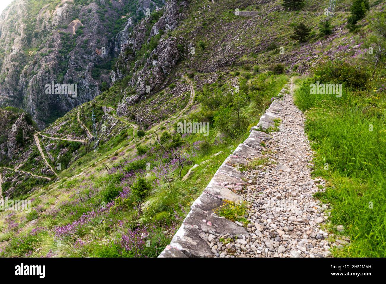 Ladder of Cattaro hiking trail near Kotor, Montenegro Stock Photo - Alamy