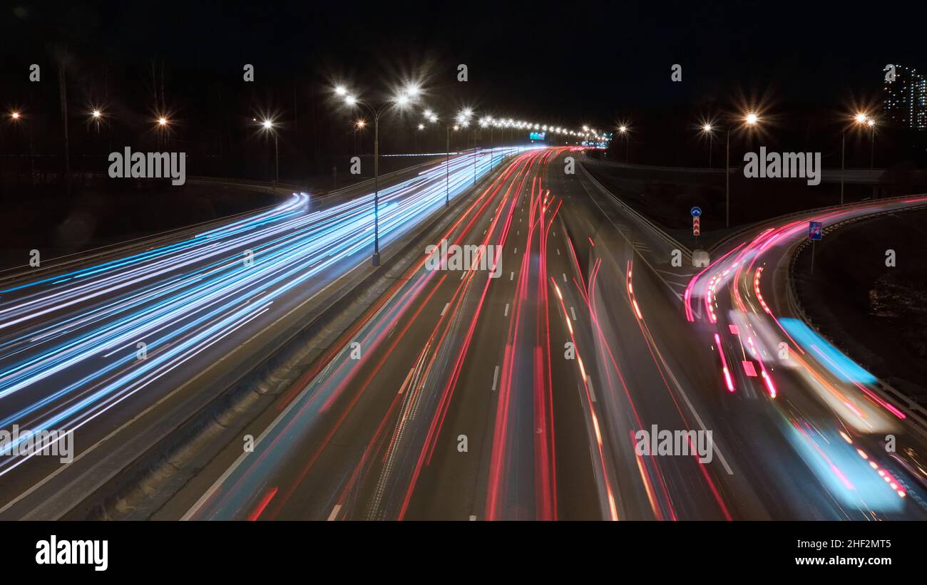 Trails of cars in the night Stock Photo - Alamy