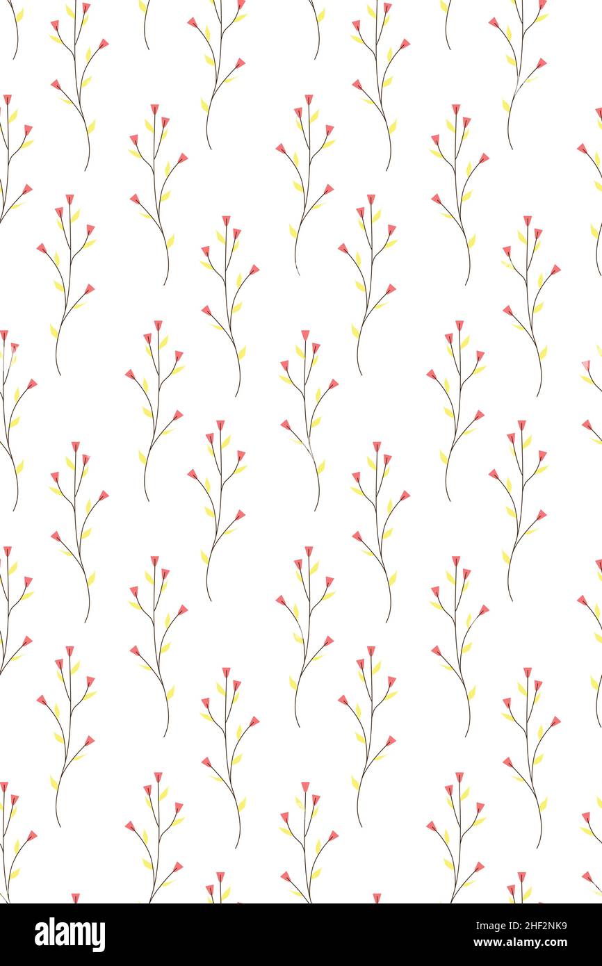 Seamless repeating pattern of flowers and plants. Decorative beautiful ...