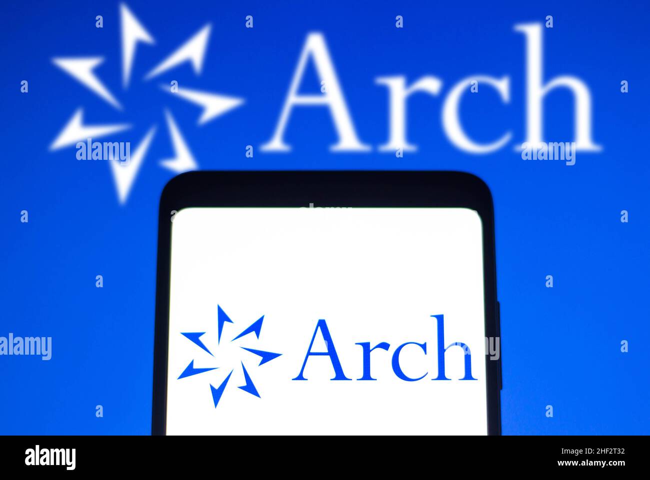 In this photo illustration, an Arch Capital Group logo is seen ...