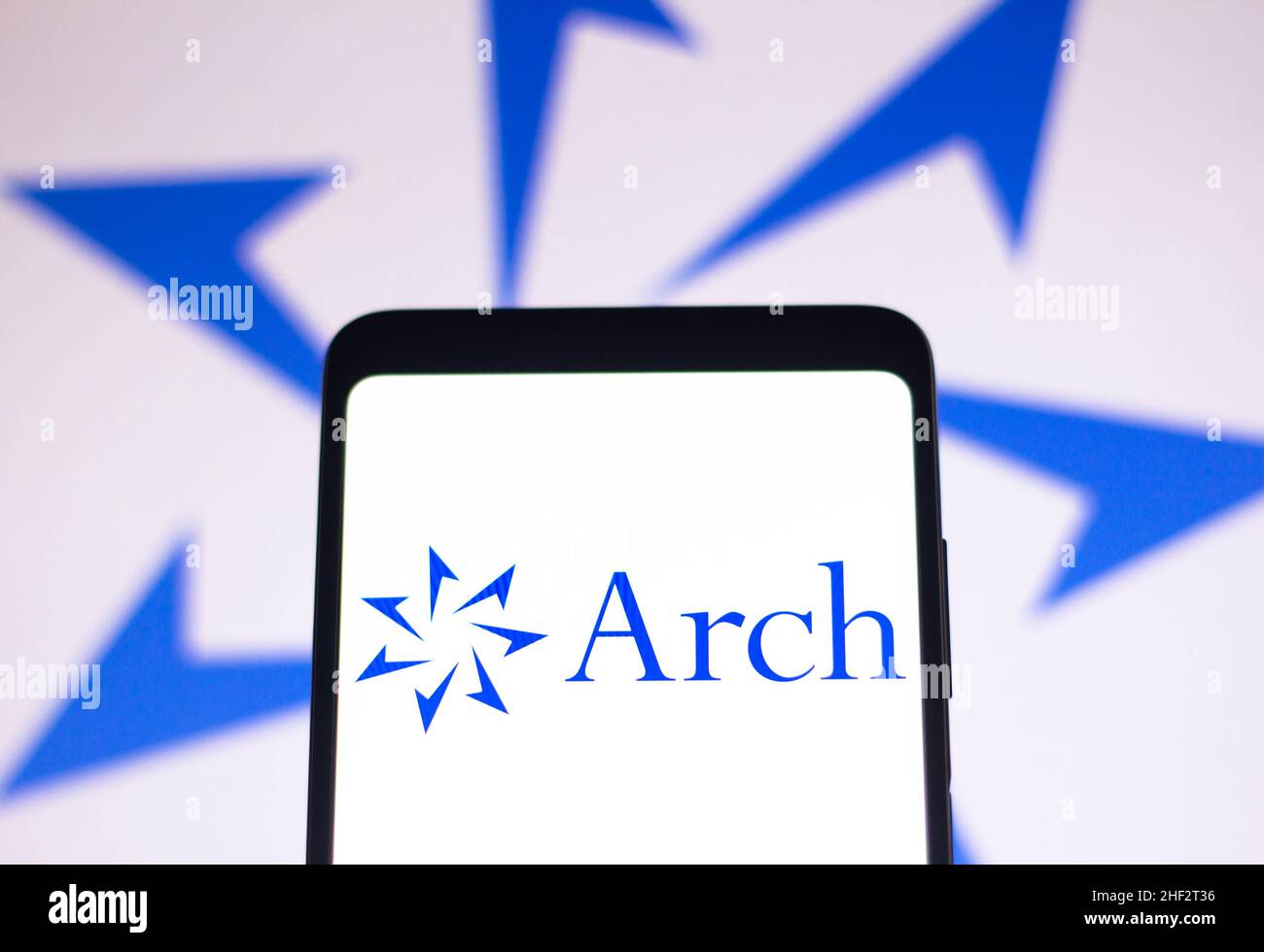 In this photo illustration, an Arch Capital Group logo is seen ...