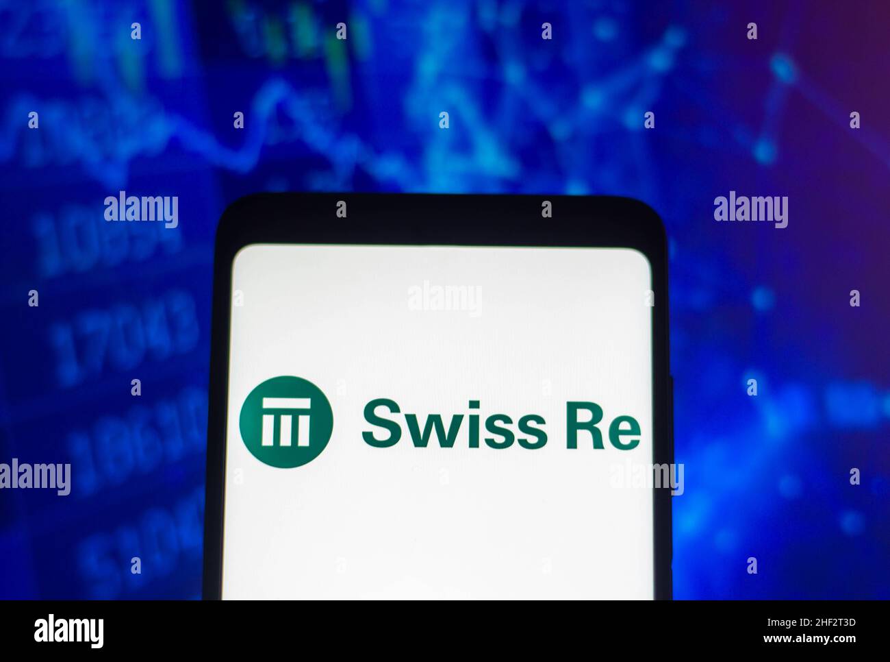In this photo illustration, a Swiss Reinsurance Company logo is seen ...