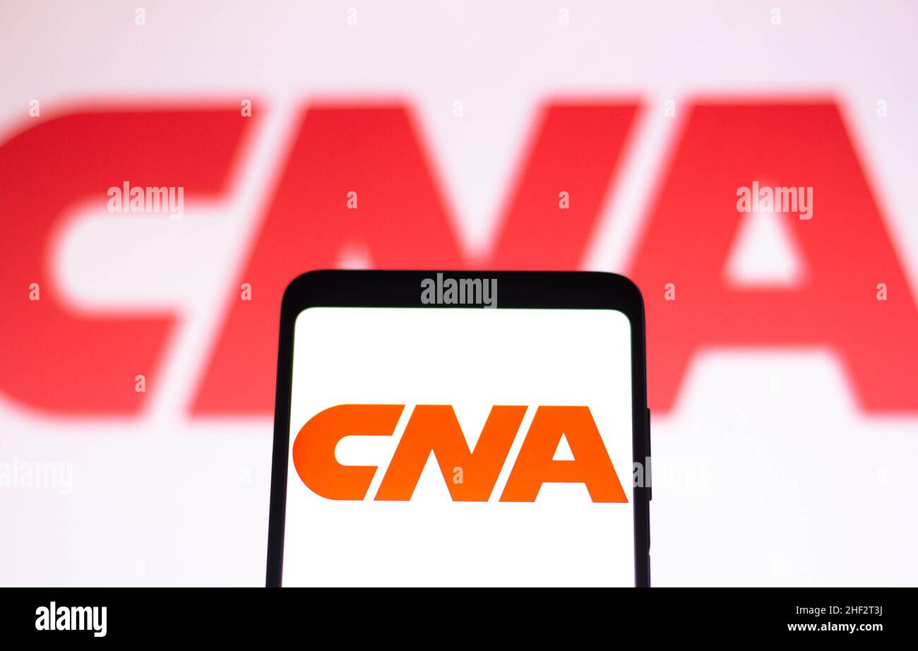 In this photo illustration, a CNA Financial Corporation logo is seen ...