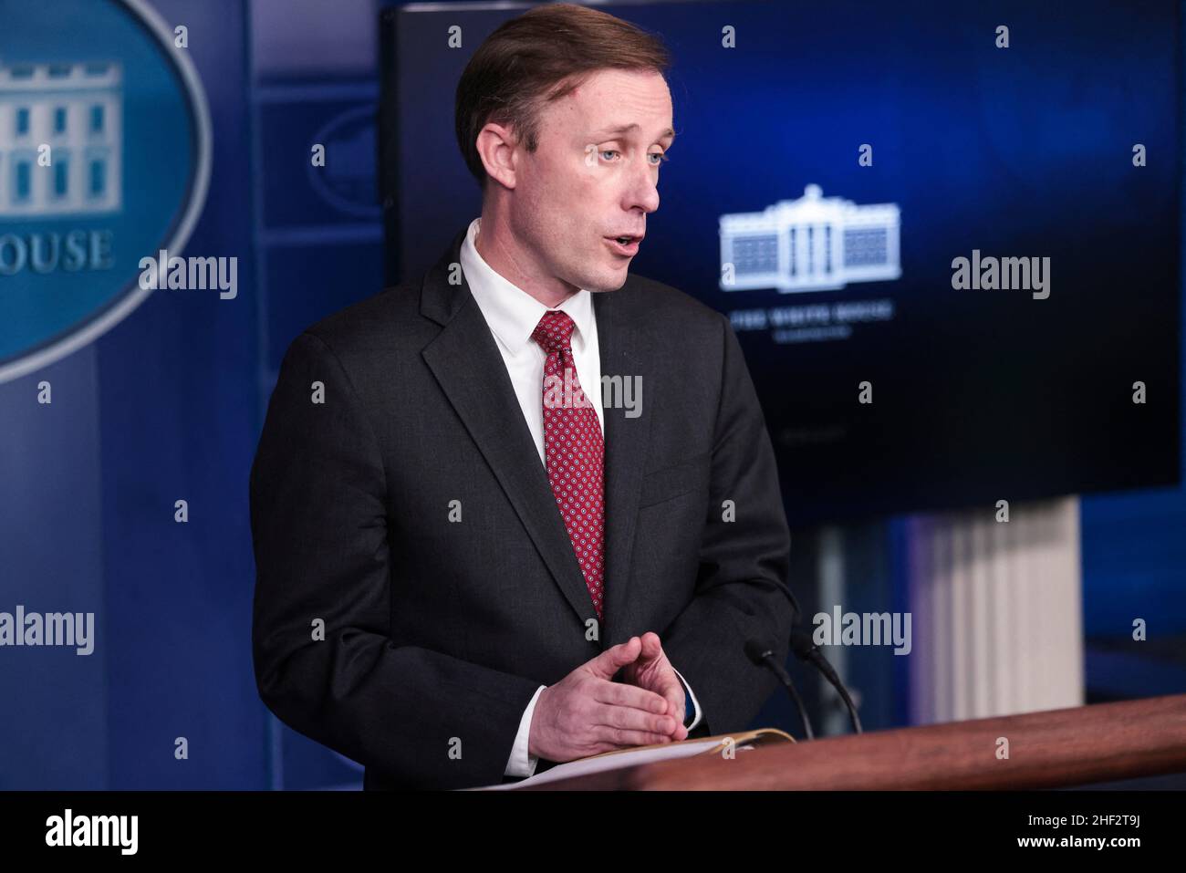 White House National Security Advisor Jake Sullivan speaks during the ...