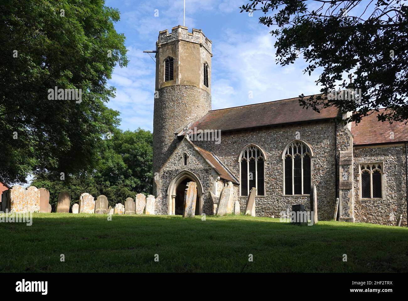 St.Peter's Church Swainsthorpe Norfolk England. A medieval flint church ...