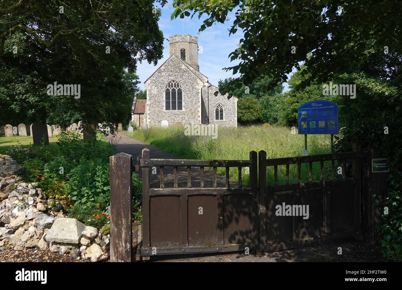 St.Peter's Church Swainsthorpe Norfolk England. A medieval flint church ...