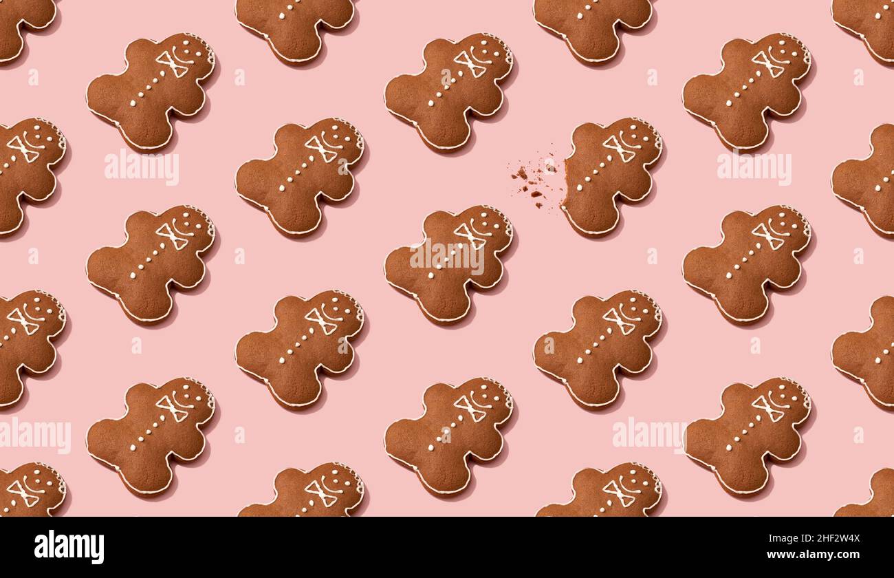 Seamless isometric pattern with gingerbread Christmas cookies - men ...