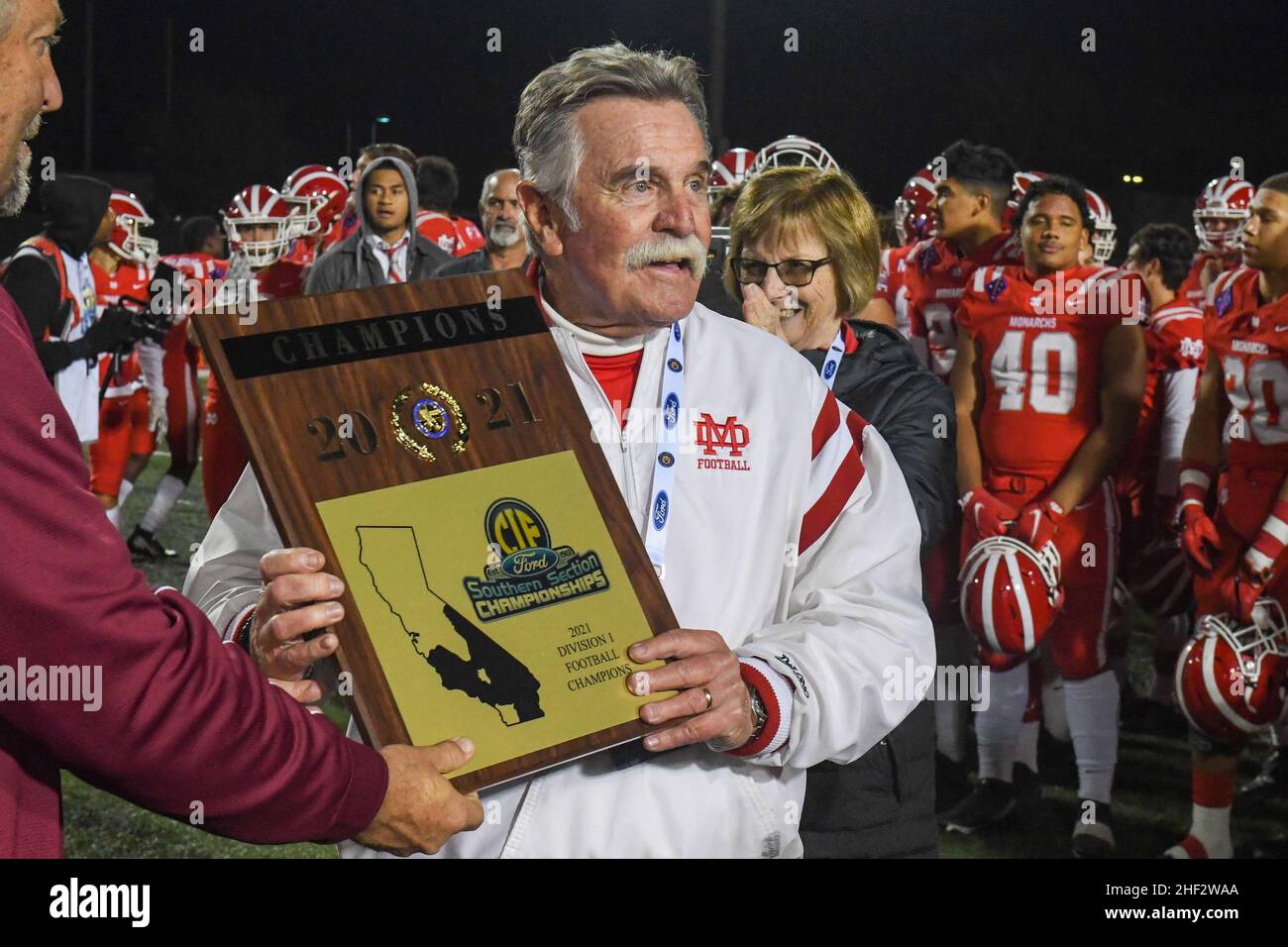 Mater Dei Monarchs head coach Bruce Rollinson during a high school ...