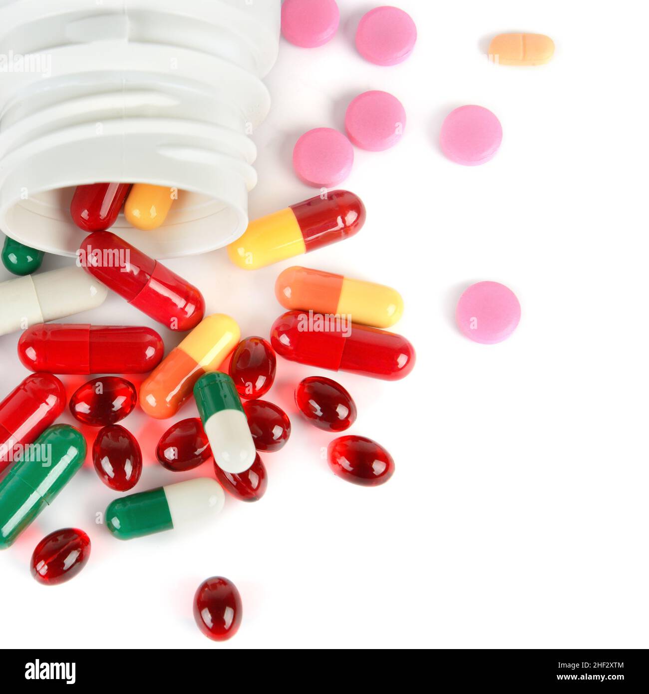 Assorted pharmaceutical medicine pills, tablets and capsules isolated ...