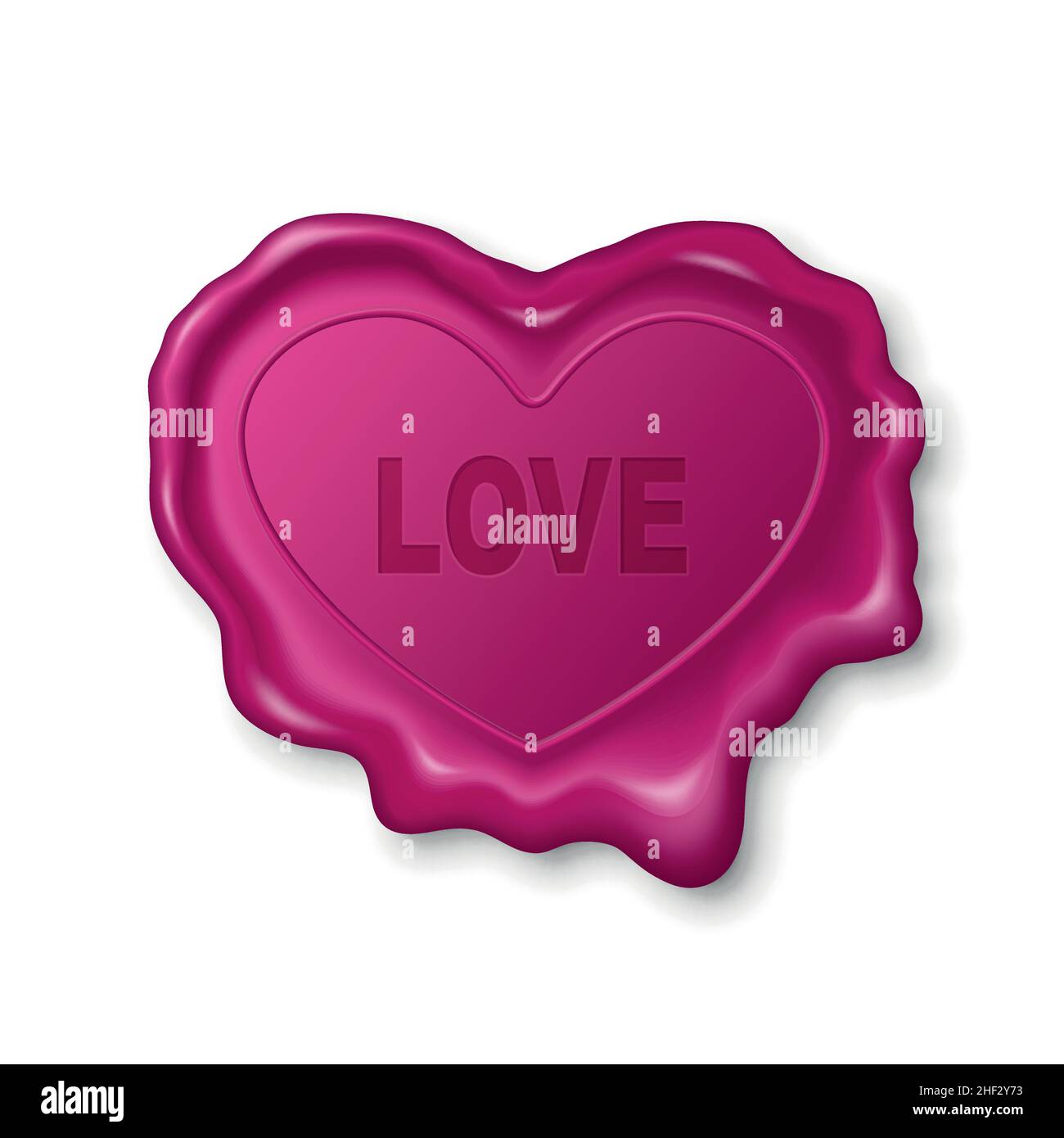 Vector 3d Realistic Vintage Pink Stamp, Wax Seal Heart-shaped Isolated ...