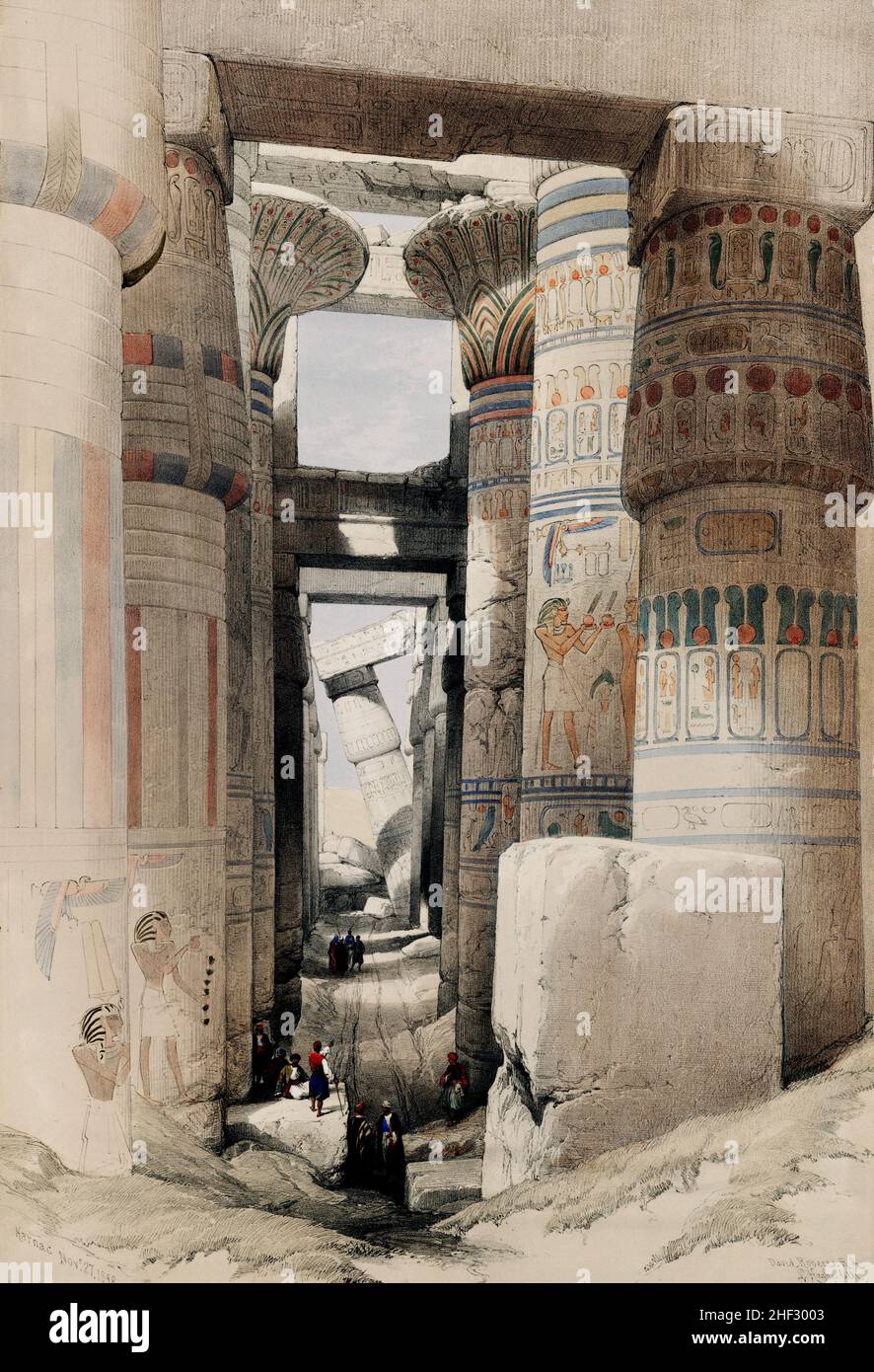 Karnac (Karnak) illustration by David Roberts (1796–1864) 2 Stock Photo ...
