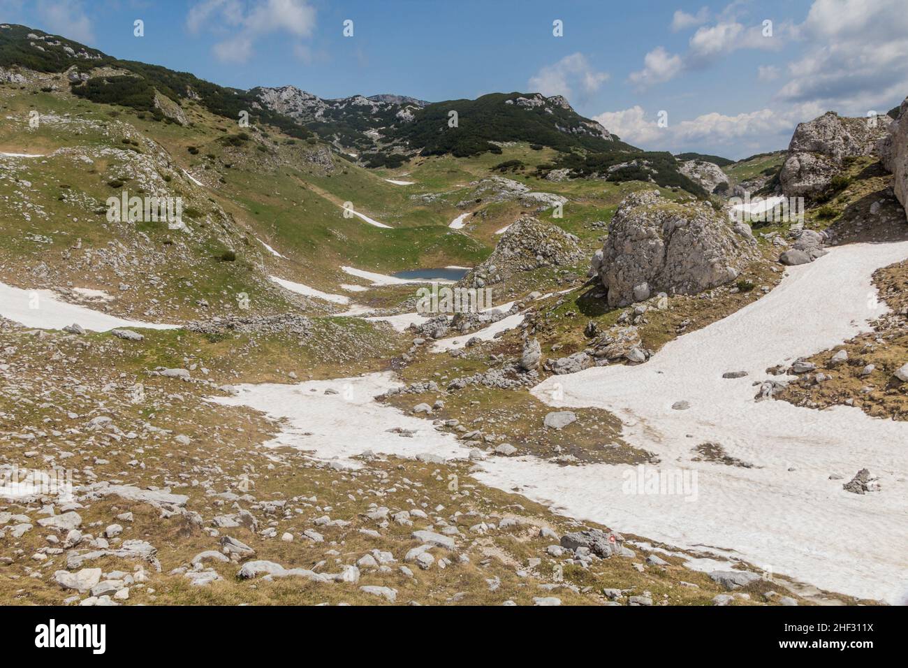 Snow patches in Durmitor national park, Montenegro Stock Photo - Alamy