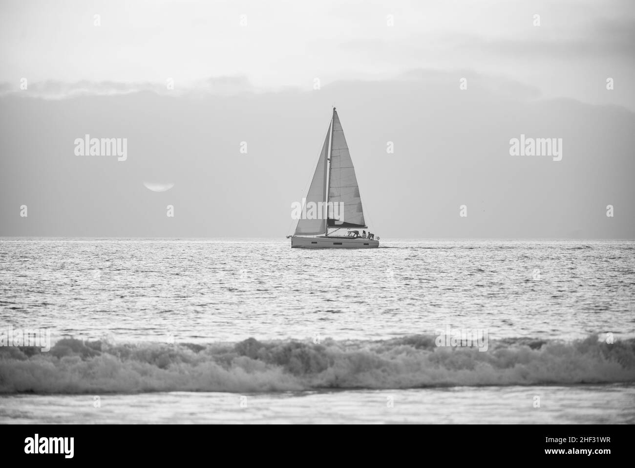 Sailboat on the sea. Sailing boat floating on the blue ocean during ...