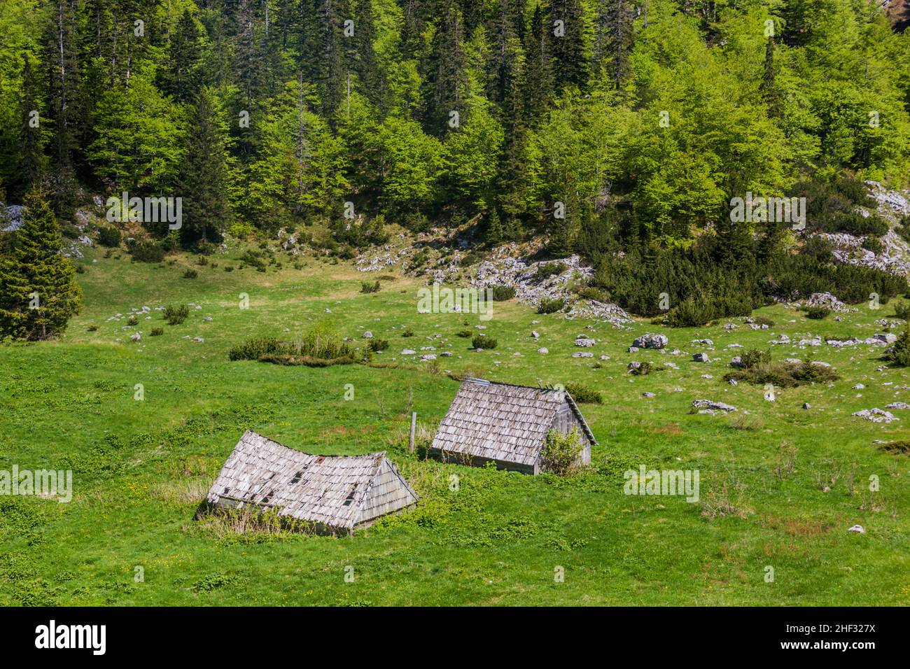 Wooden huts in Durmitor national park, Montenegro Stock Photo - Alamy