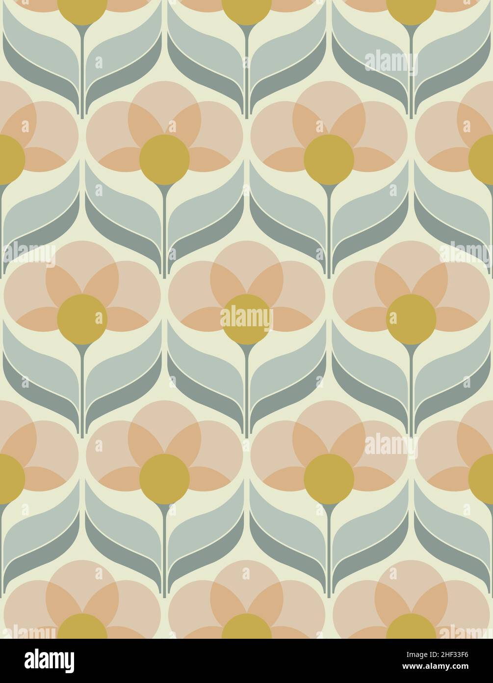 Vector illustration of seamless flower wallpaper in sixties style Stock ...