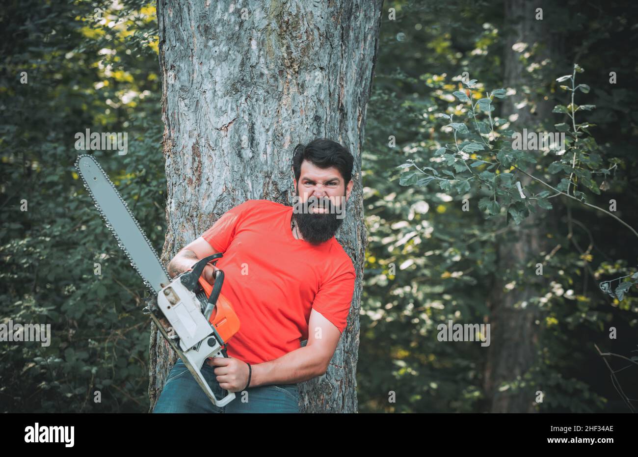 Woodworkers lumberjack. Stylish young man posing like lumberjack ...
