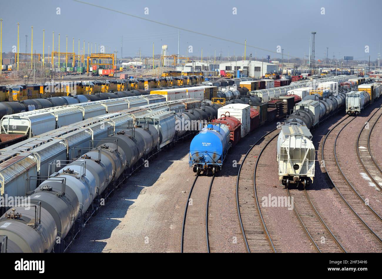 Melrose Park, Illinois, USA. The Union Pacific Railroad's Proviso Yard ...