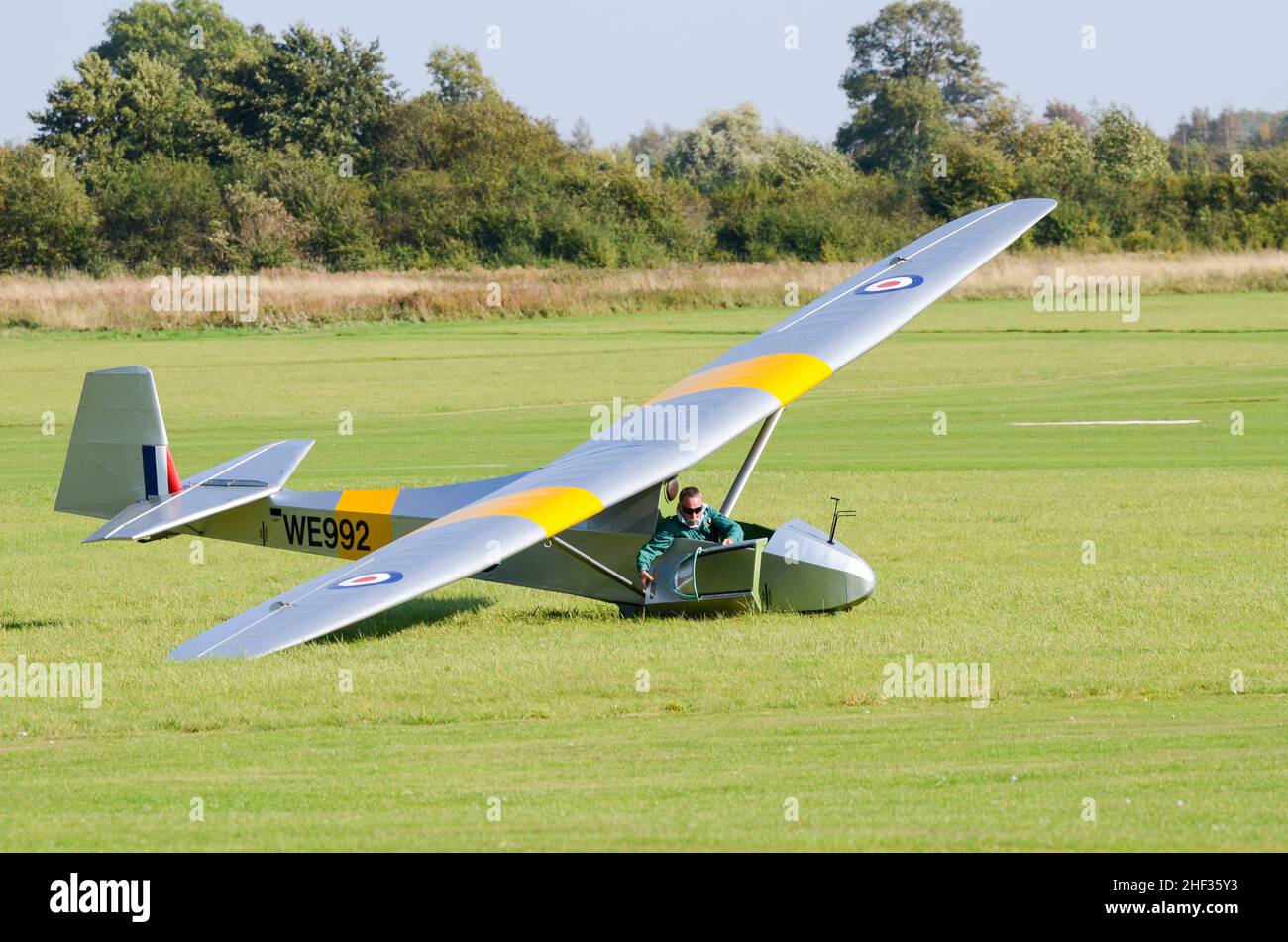 Slingsby Prefect TX1 glider WE992, BGA2692, after landing at Old Warden ...