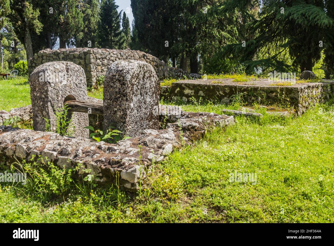 Ruins of an ancient wine press in Mogorjelo, Bosnia and Herzegovina ...