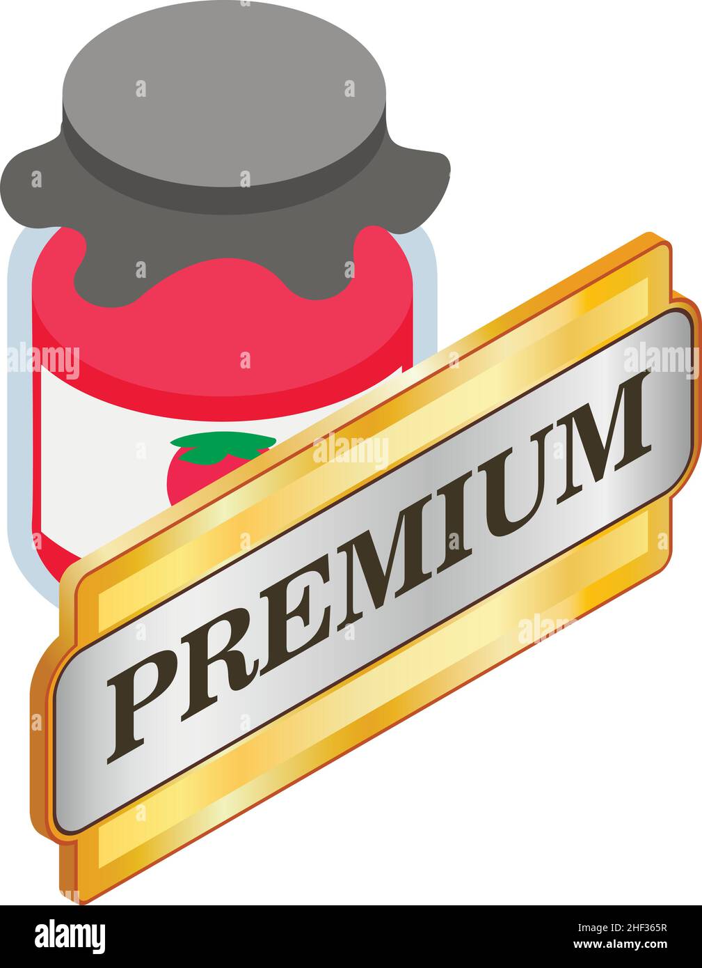 Strawberry jam icon isometric vector. Glass jar with jam inside and ...