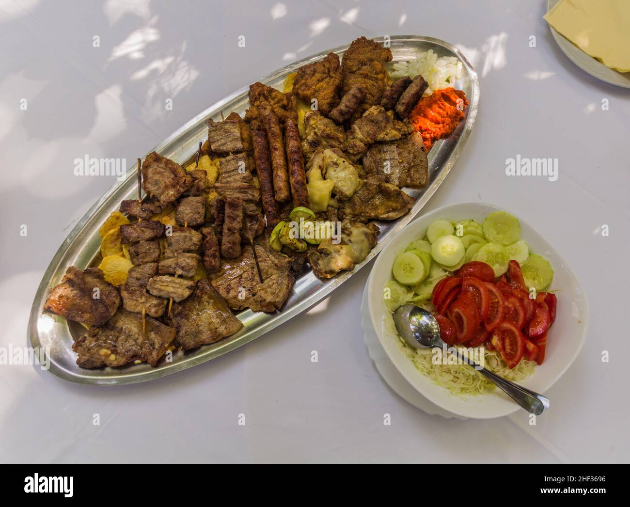 Meal in Bosnia and Herzegovina - various grilled meats Stock Photo - Alamy