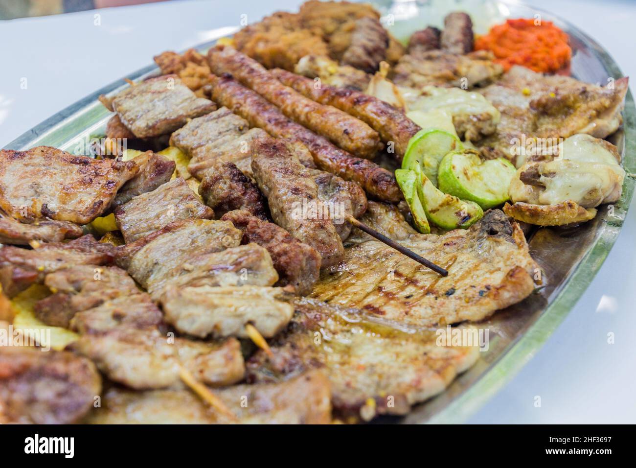 Meal in Bosnia and Herzegovina - various grilled meats Stock Photo - Alamy