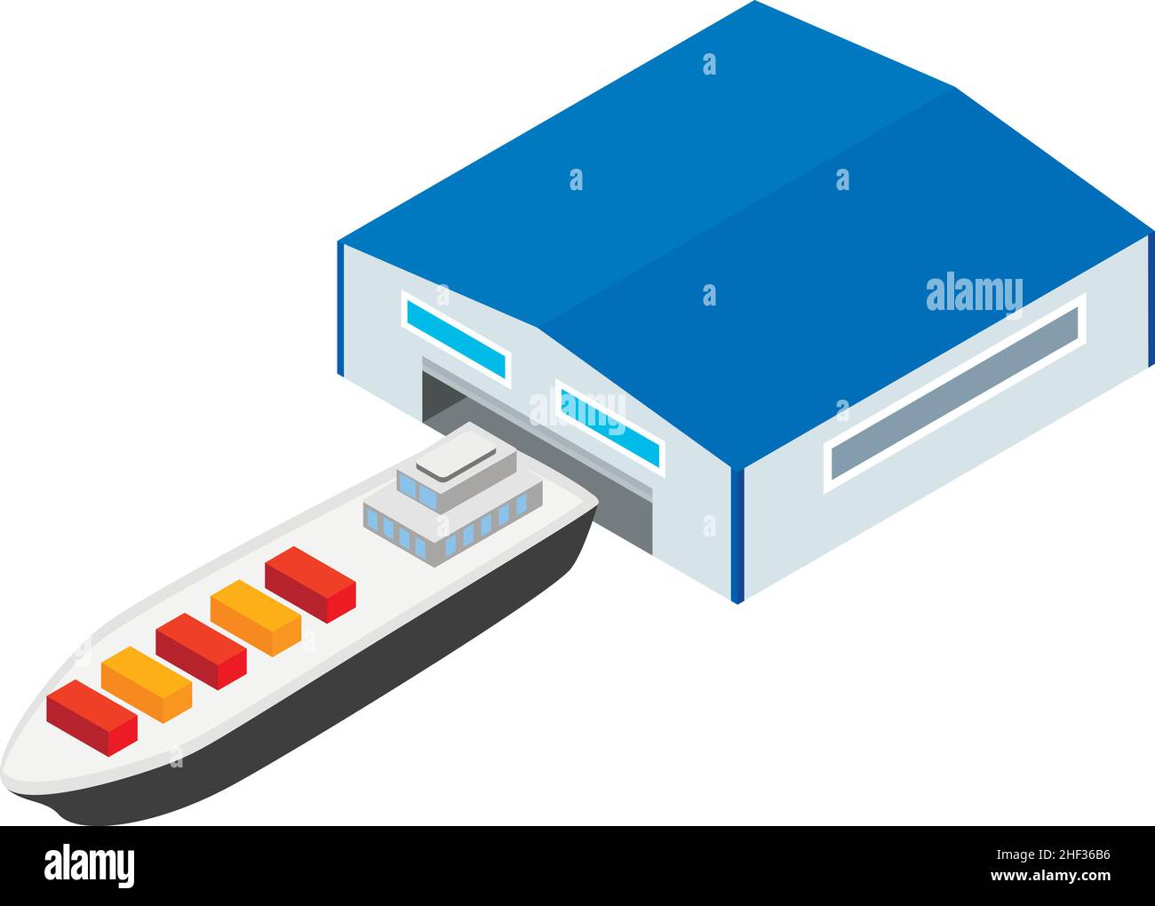 Cargo ship icon isometric vector. Large modern container ship near ...