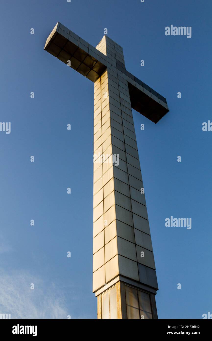 Cross at Hum mountain above Mostar. Bosnia and Herzegovina Stock Photo ...