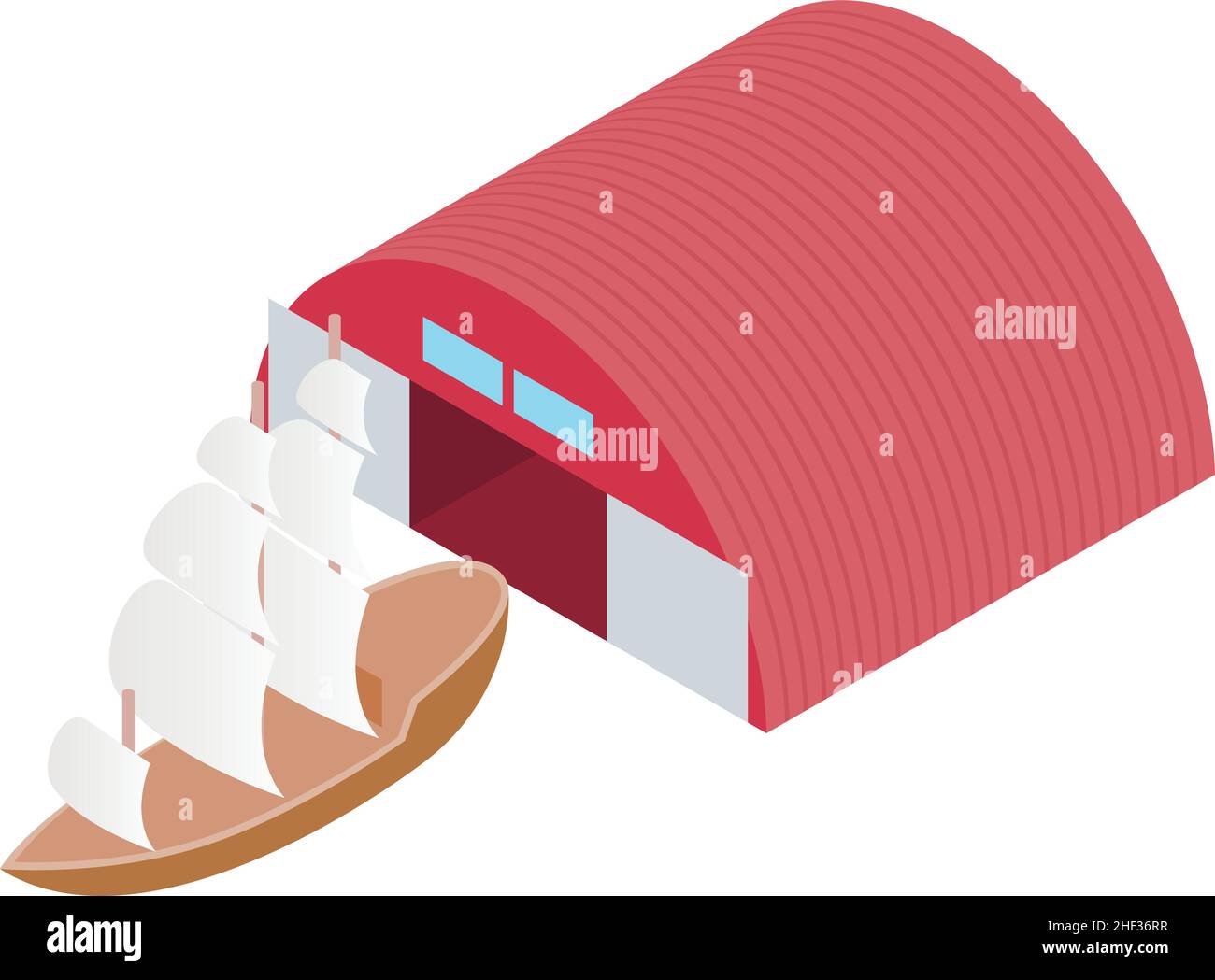 Sailing ship icon isometric vector. Old sea ship with white sail near ...